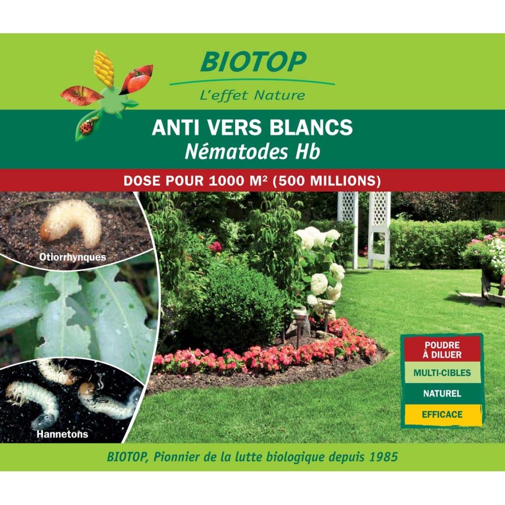 Nématodes Hb Biotop contre les vers blancs 500 millions pour 1000m²